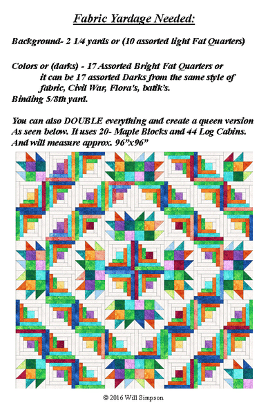 Maple Cabin Pattern 72"x72" – Quilting Around
